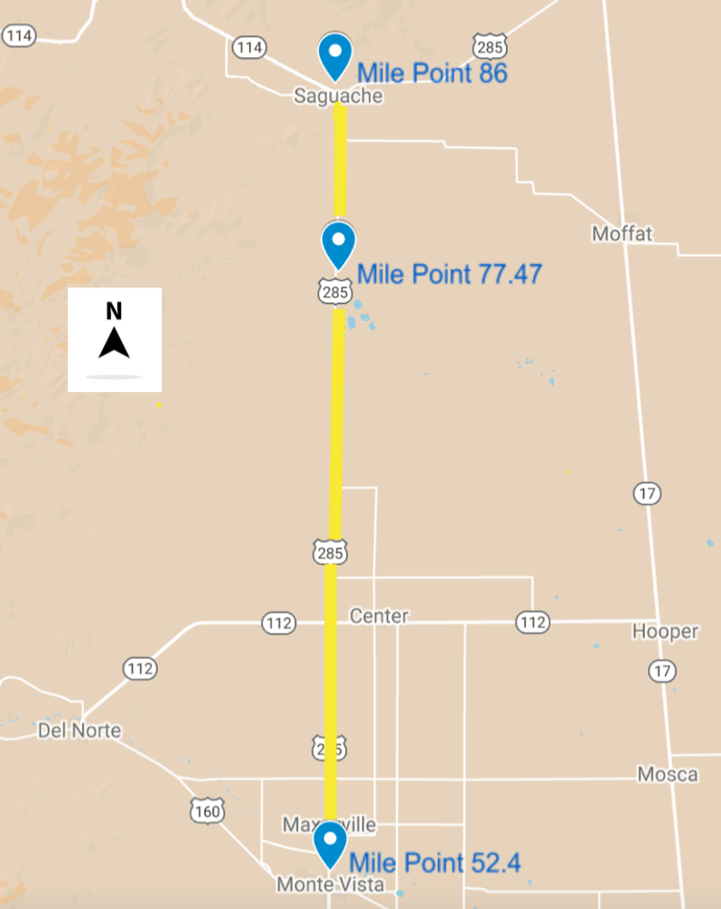 US 285 Resurfacing project map — Colorado Department of Transportation