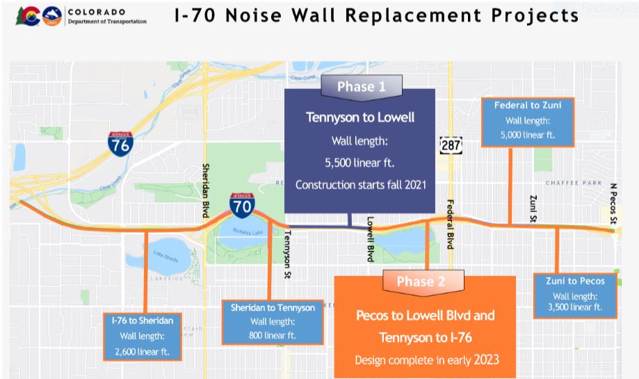 I-70 Noise Wall Replacement Projects Map